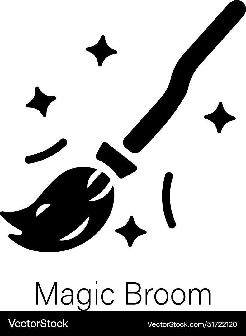 Magic broom Royalty Free Vector Image - VectorStock