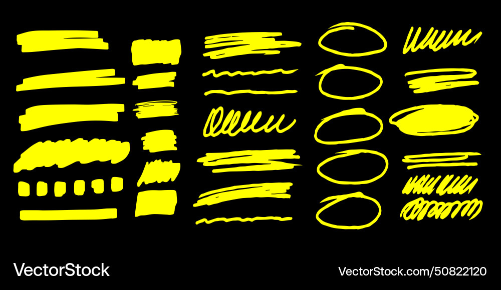 Marker highlighters underline round punctuation Vector Image