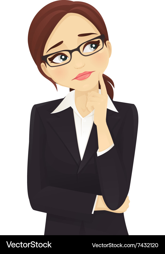 Sad businesswoman thinking Royalty Free Vector Image
