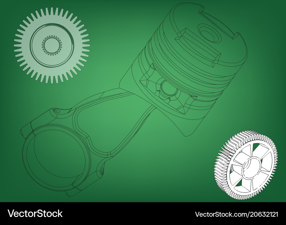 3d model of piston and gear Royalty Free Vector Image
