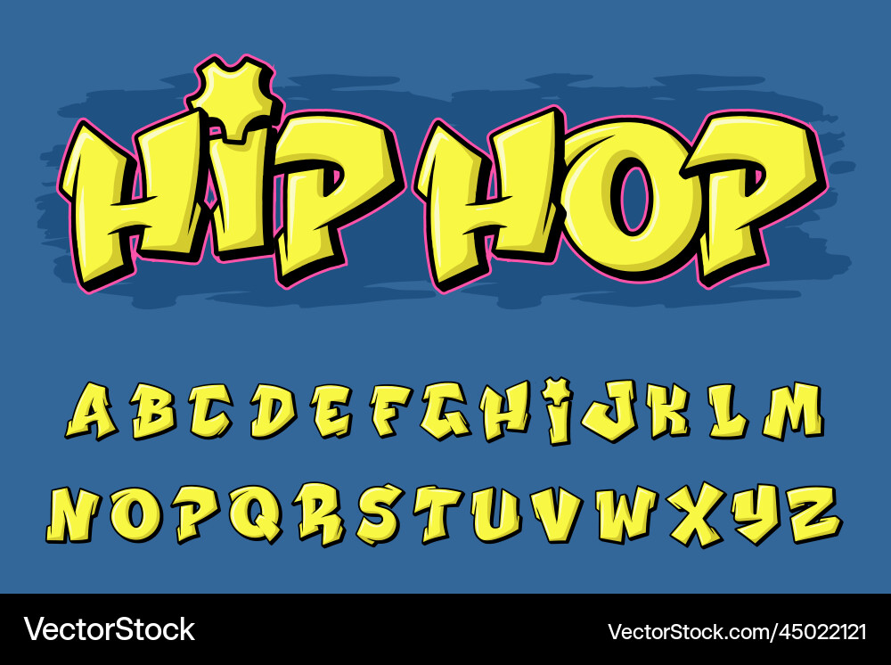 Alphabet graffiti hiphop text letters Royalty Free Vector