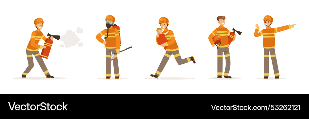 Man firefighter character engaged in rescue Vector Image