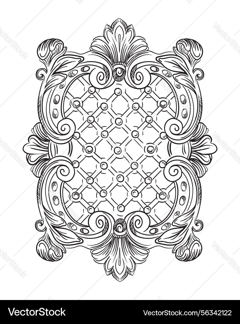 Floral lattice hand drawing scroll design element Vector Image
