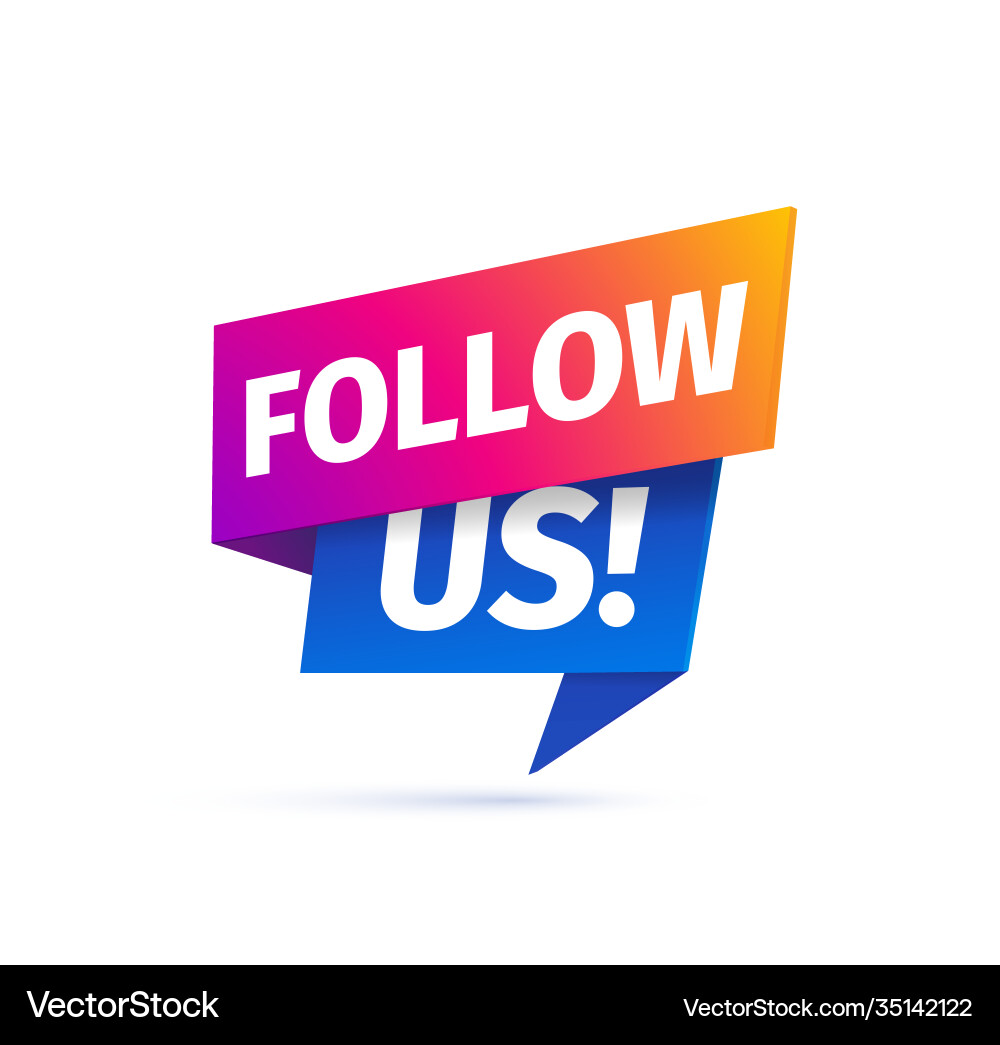 Follow us banner on white background Royalty Free Vector