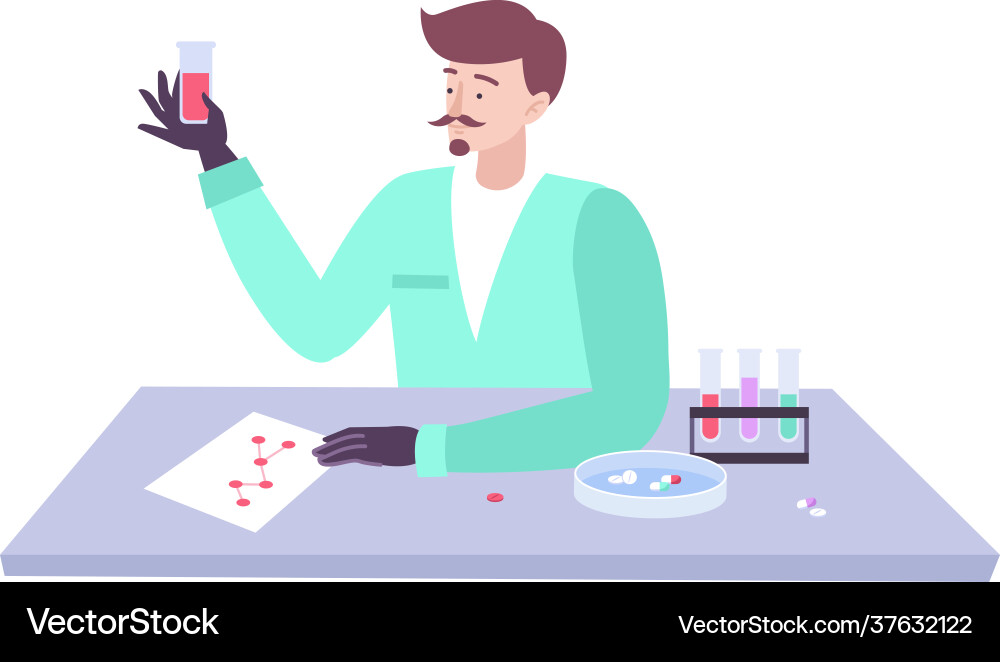 Laboratory Worker with Test Tube Royalty Free Vector Image