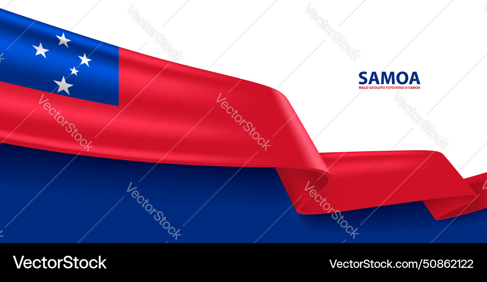 Samoa 3d ribbon flag Royalty Free Vector Image