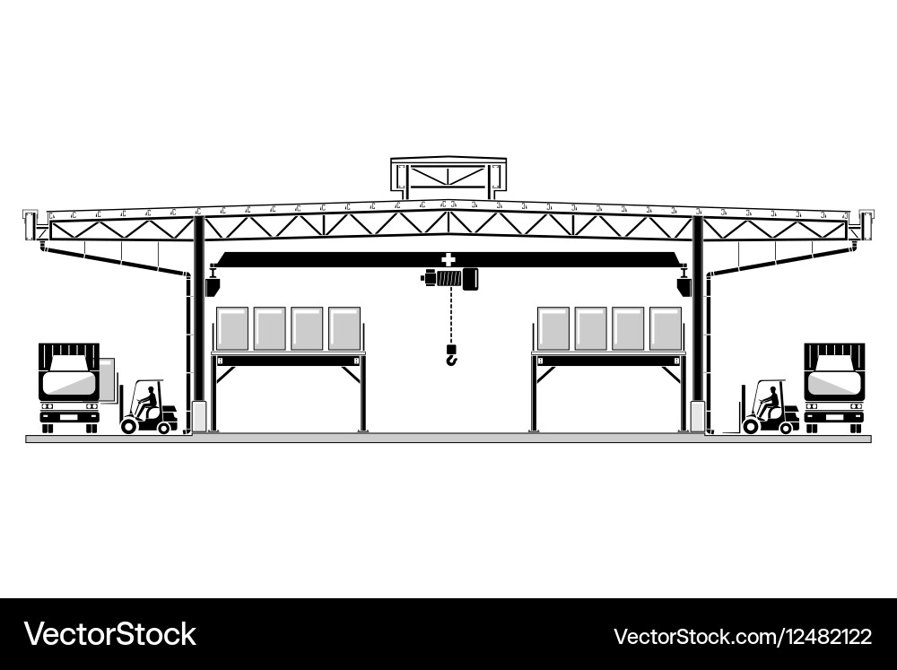 Warehouse logistic roofing design storage section Vector Image