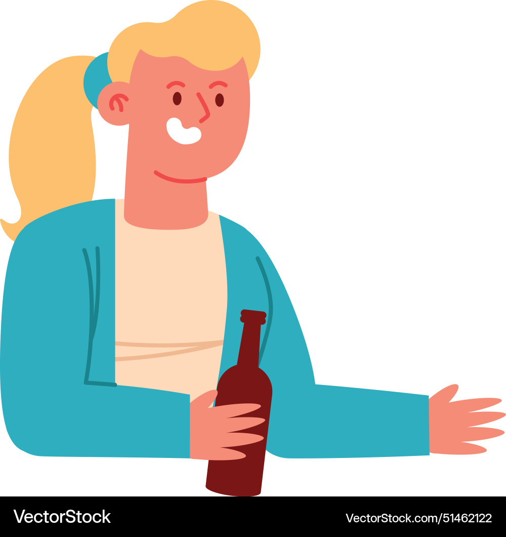 Woman drinking beer cartoon Royalty Free Vector Image