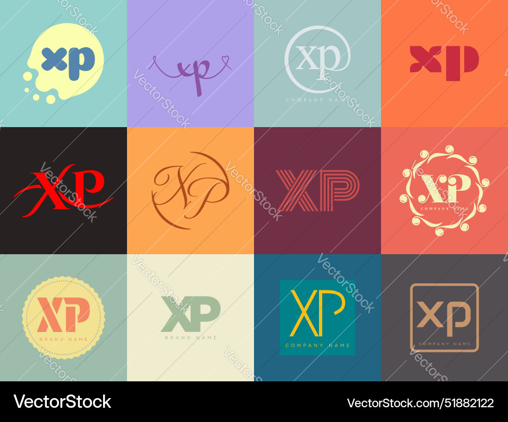 Xp logo company template letter x and p logotype Vector Image
