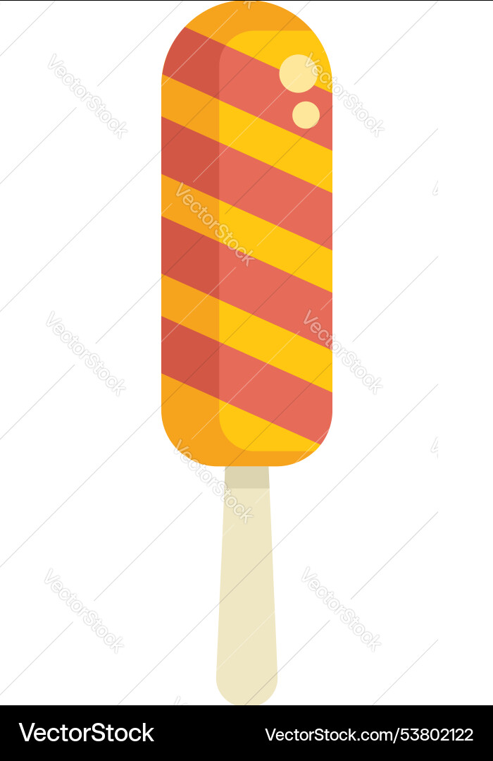 Yellow and red striped popsicle refreshing Vector Image