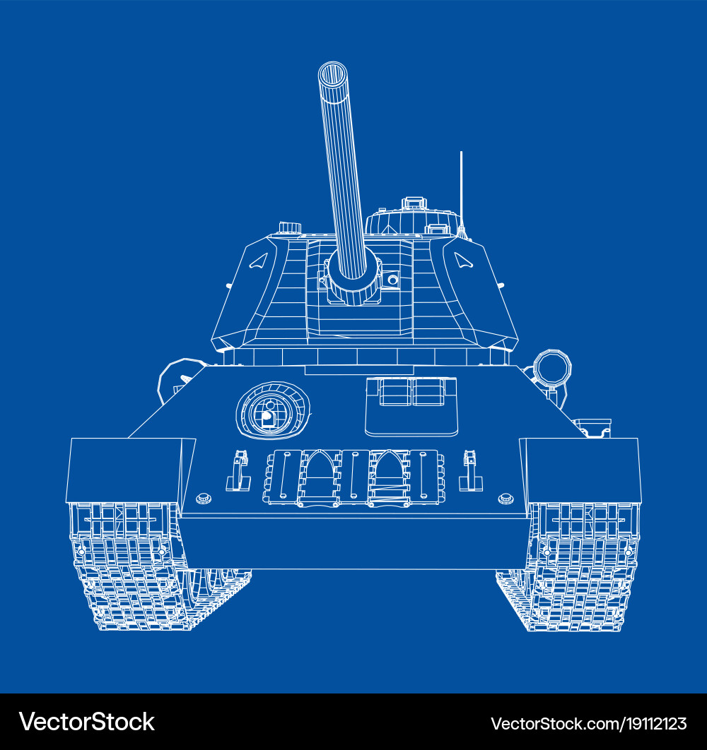 Blueprint of realistic tank Royalty Free Vector Image