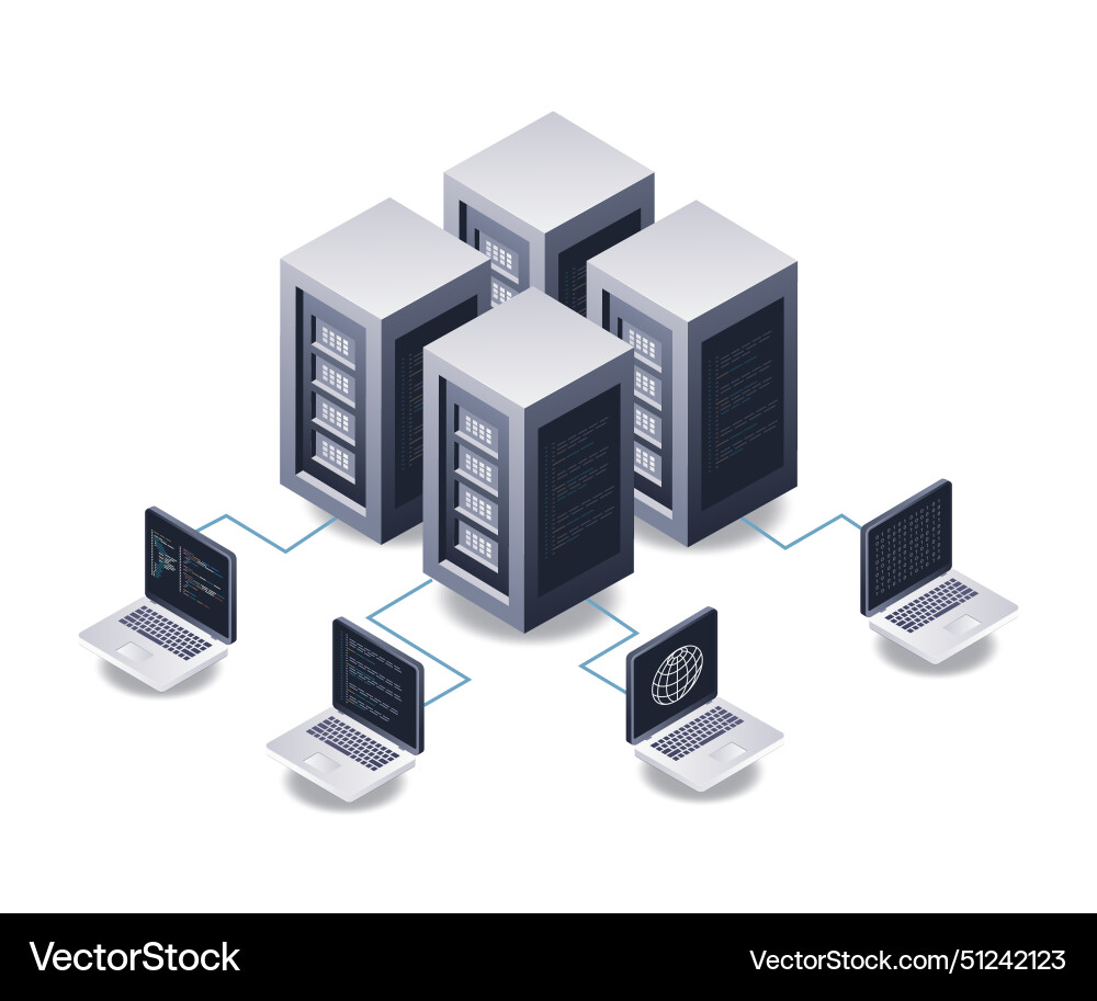 Computer data network server technology Royalty Free Vector