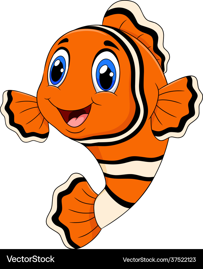 Cute orange happy fish cartoon Royalty Free Vector Image