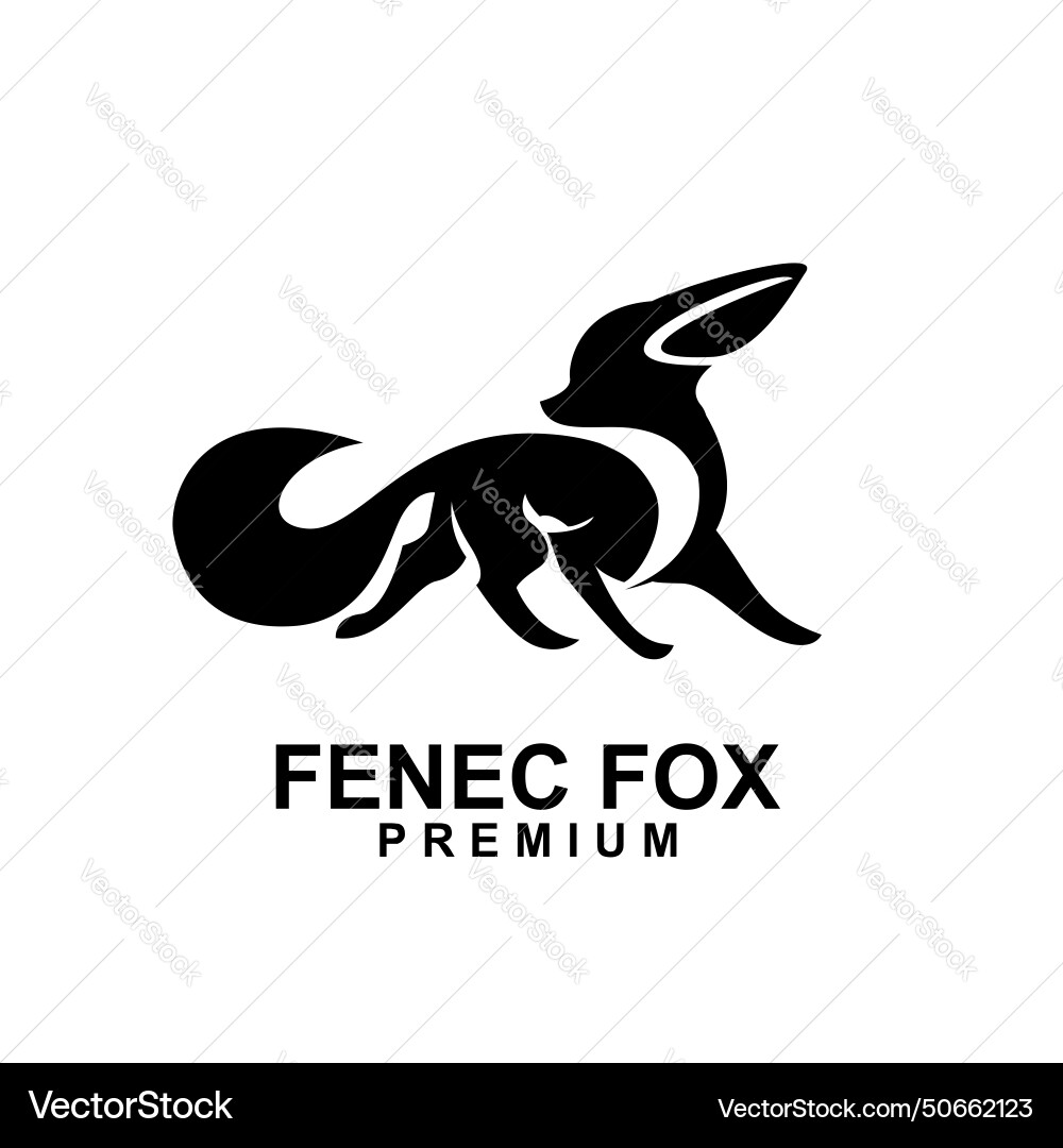 Fennec fox logo icon design negative black white Vector Image