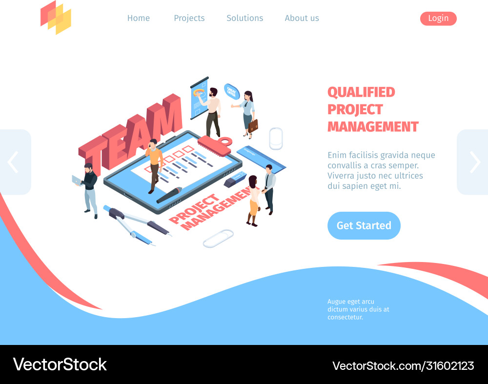 Group management project isometric Royalty Free Vector Image