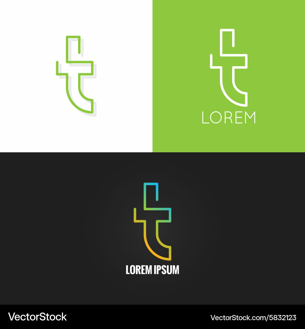 Letter t logo alphabet design icon set background Vector Image