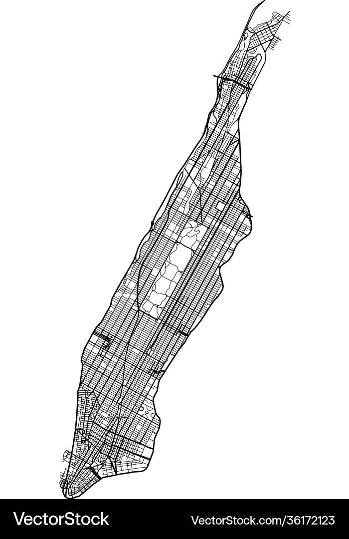 Manhattan Road Map Black Lines Lizenzfreies Vektorbild