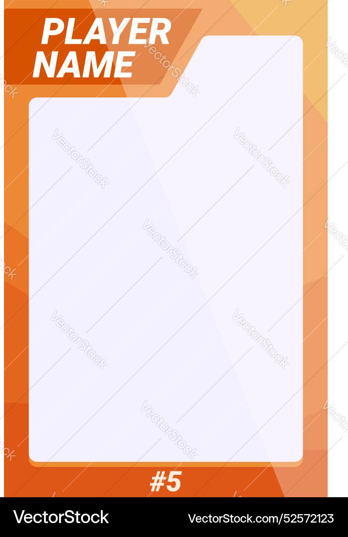Orange trading card template featuring Royalty Free Vector