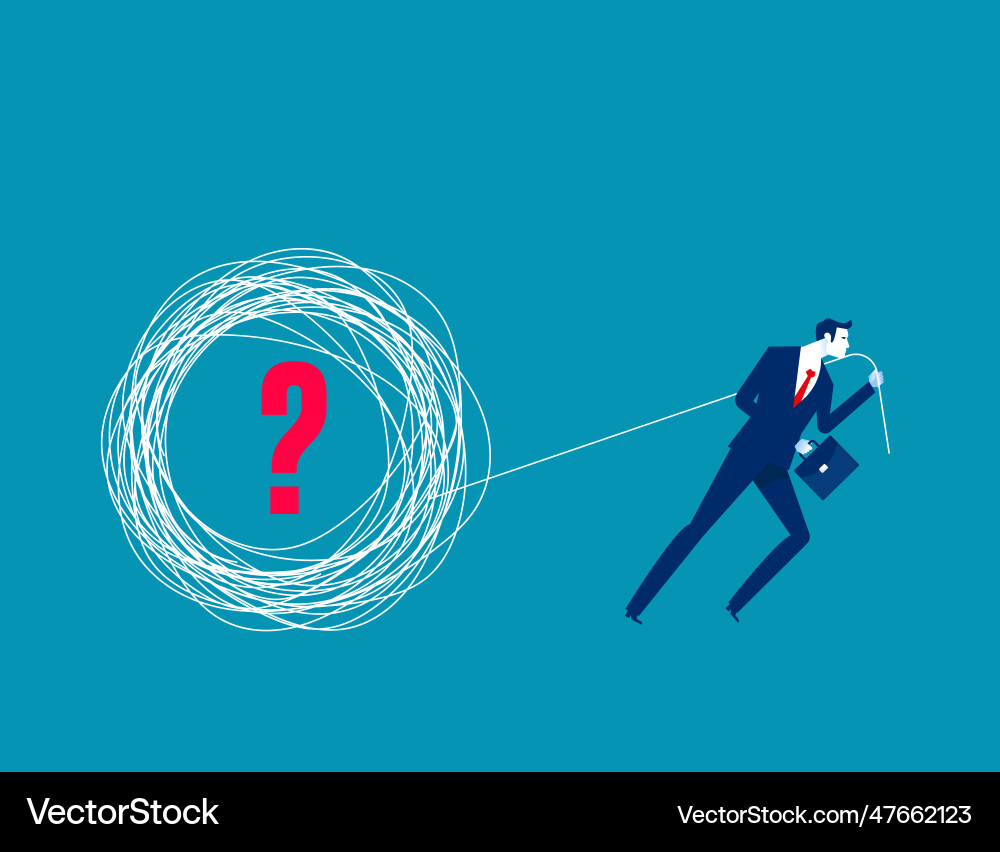 Pulling the tangled ropes with question mark Vector Image
