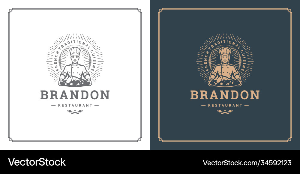 Restaurant label design chef Royalty Free Vector Image