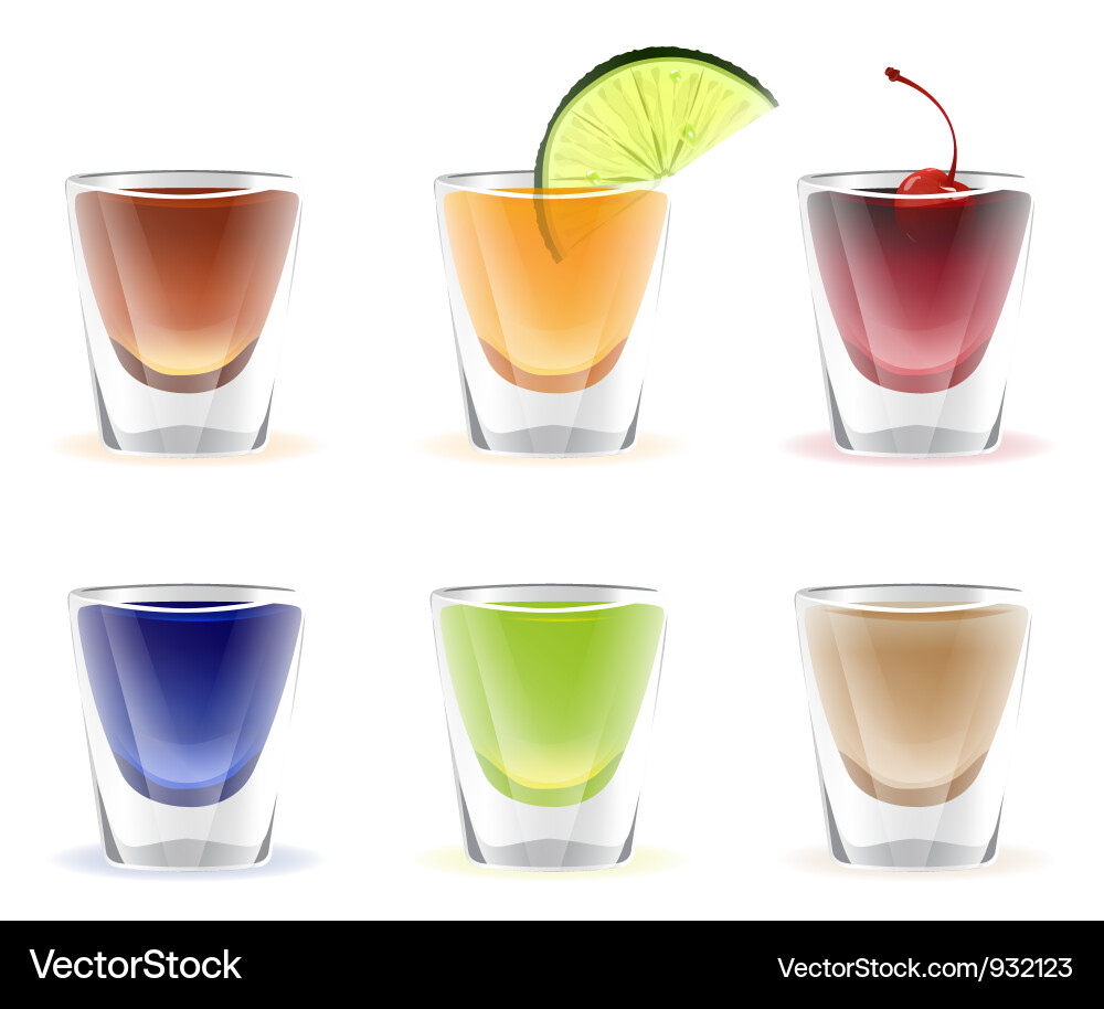 Set of colorful alcohol shots drink Royalty Free Vector