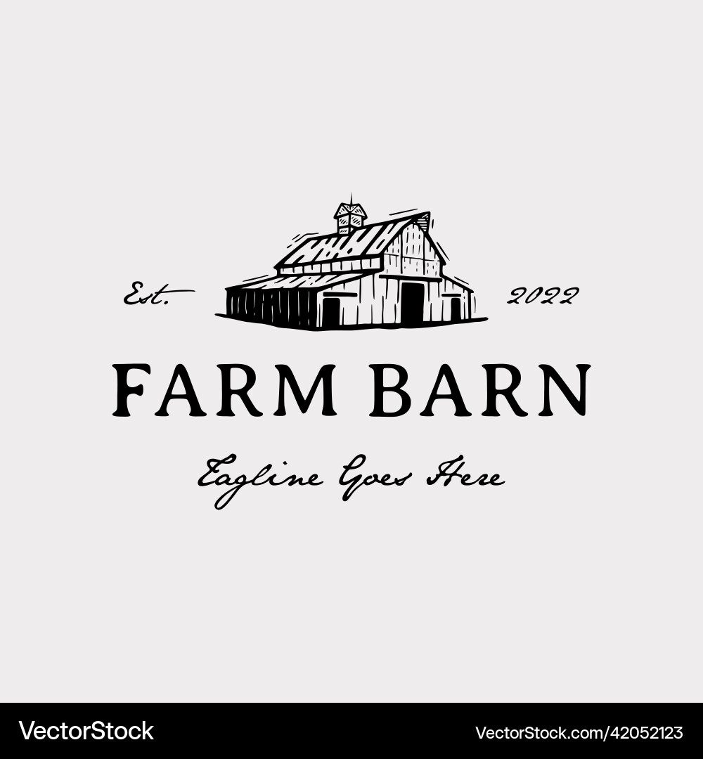 Vintage farm barn logo design - wood Royalty Free Vector