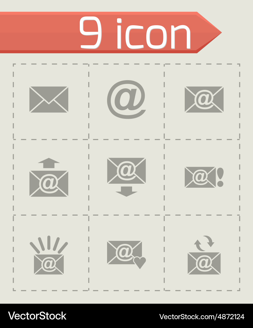 Black email icon set Royalty Free Vector Image