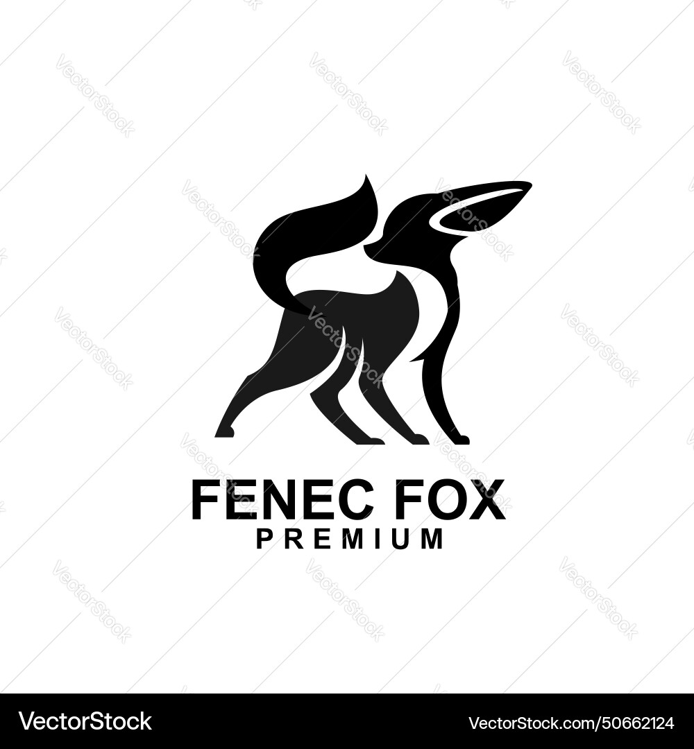Fennec fox logo icon design negative black white Vector Image