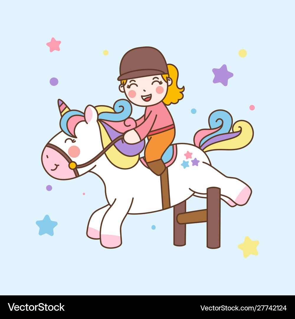 Girl Riding Unicorn Royalty Free Vector Image - VectorStock