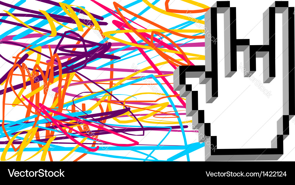 Hand cursor metal music background Royalty Free Vector Image