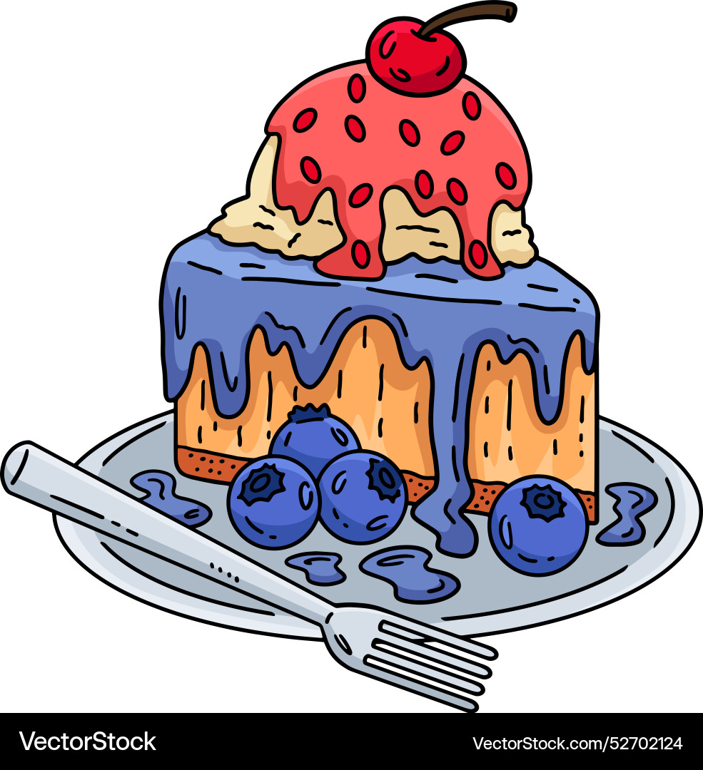 Ice cream cake cartoon colored clipart Royalty Free Vector