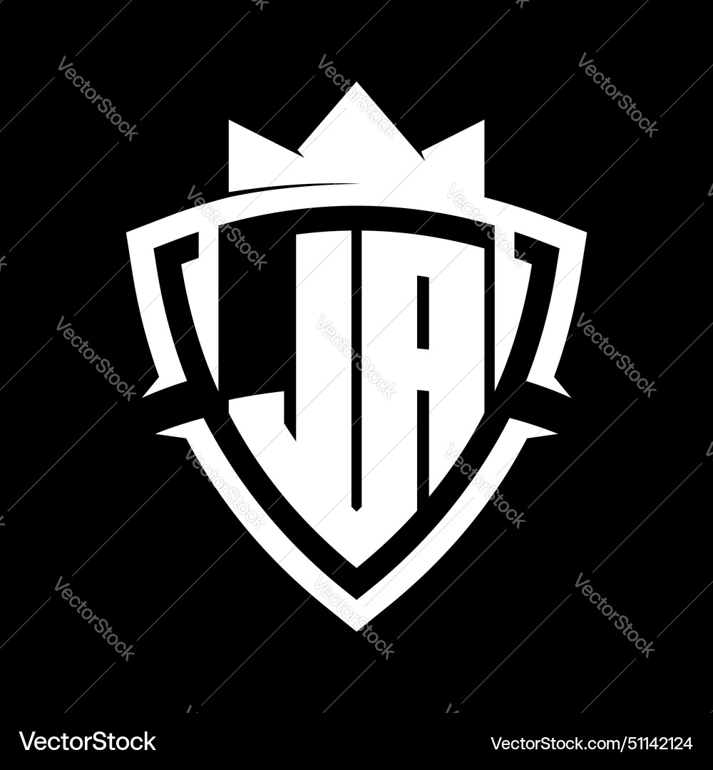 Ja letter monogram with triangle curve shield Vector Image