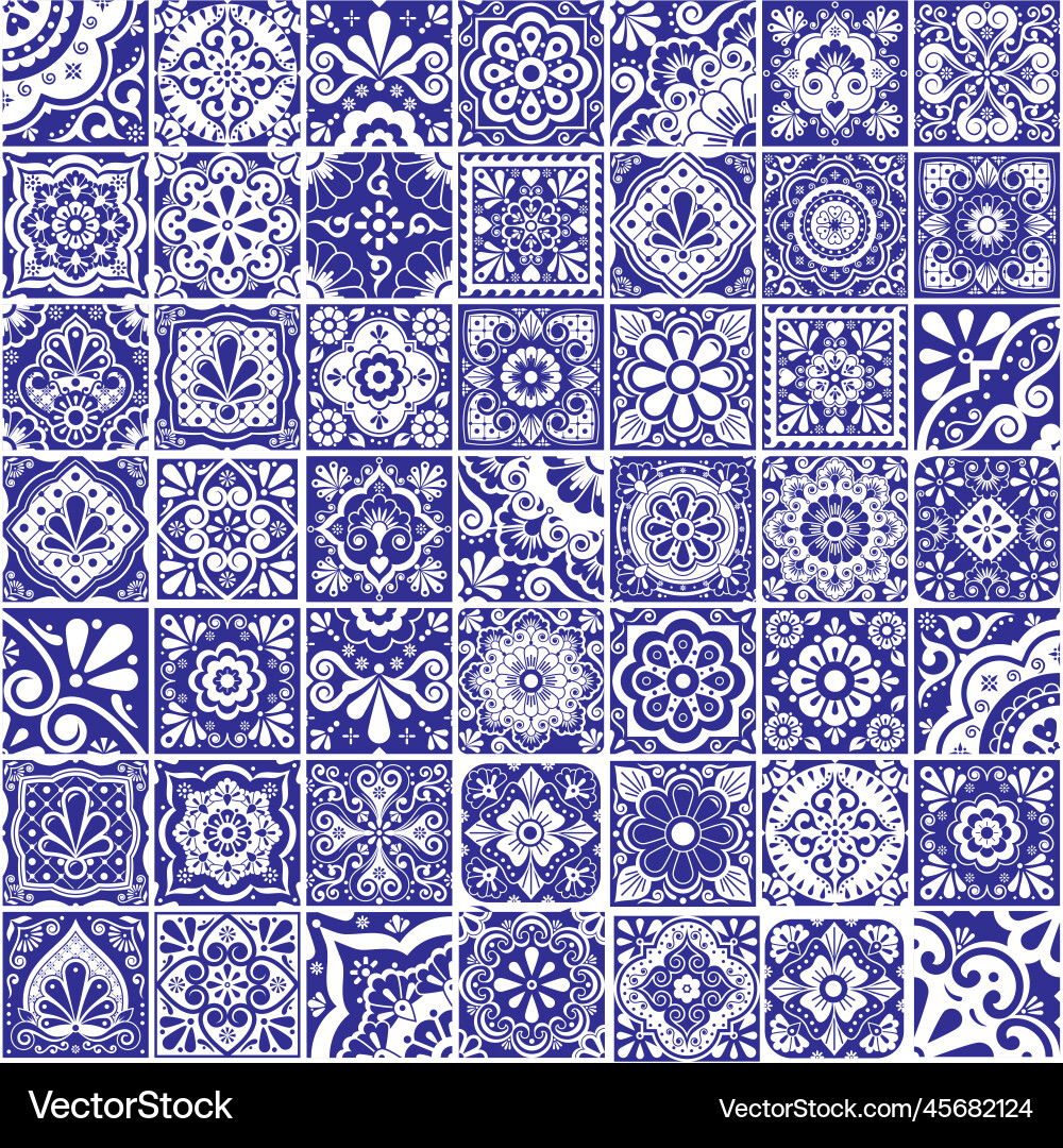 Mexican Talavera Tile Pattern Royalty Free Vector Image
