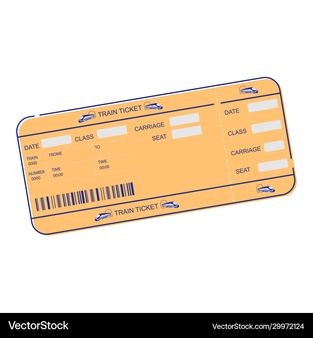 Modern train ticket travel railway Royalty Free Vector Image