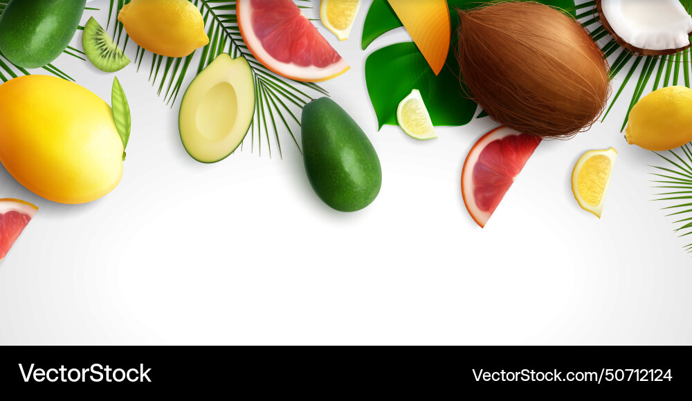 Realistic exotic fruits background Royalty Free Vector Image