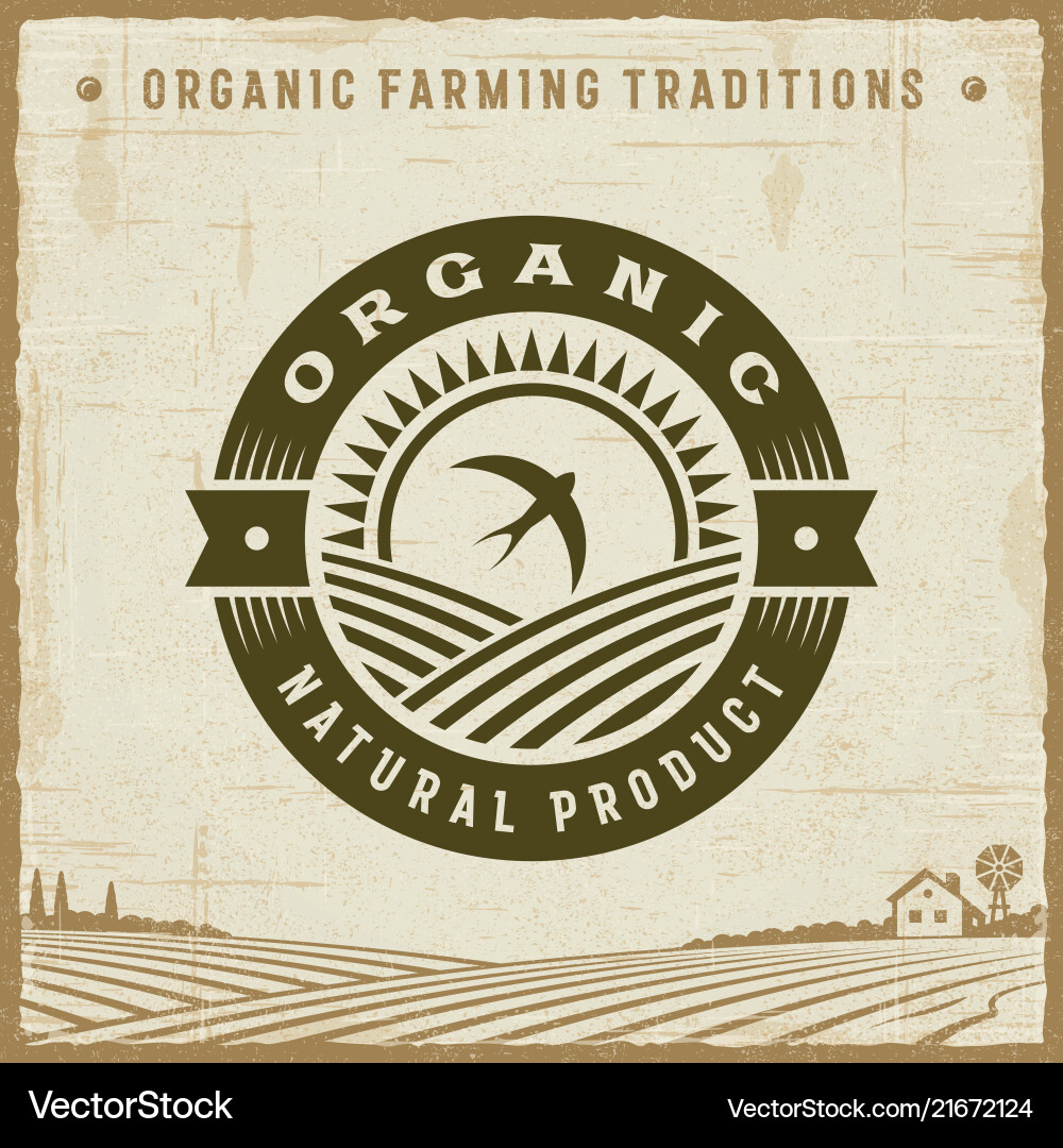 Rustic Organic Farm Label Royalty Free Vector Image