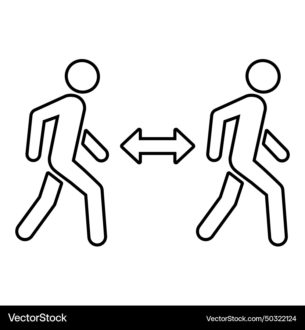 Social distances flat icon isolated on white Vector Image