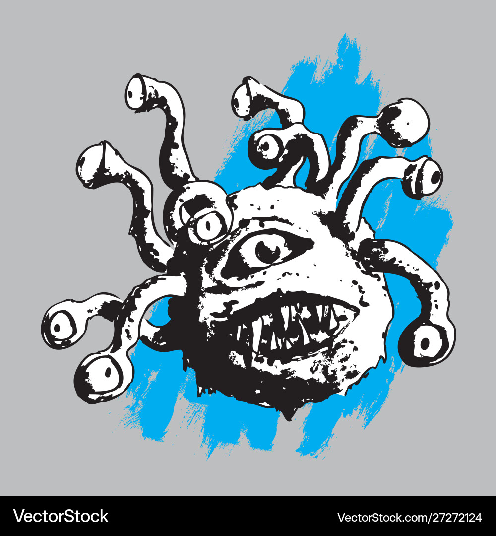 With hand draw dnd beholder Royalty Free Vector Image