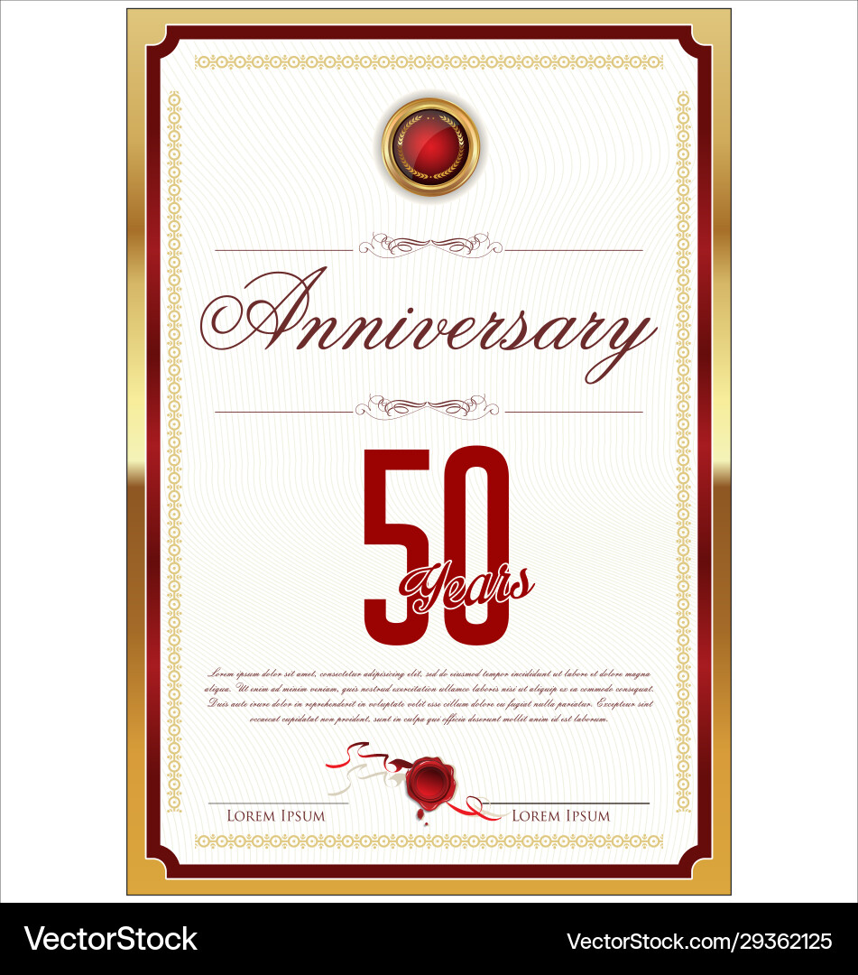 Anniversary retro background 50 years Royalty Free Vector