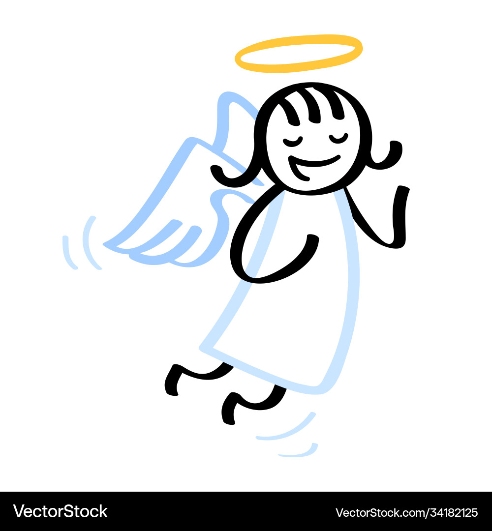 Cartoon angel doodle Royalty Free Vector Image