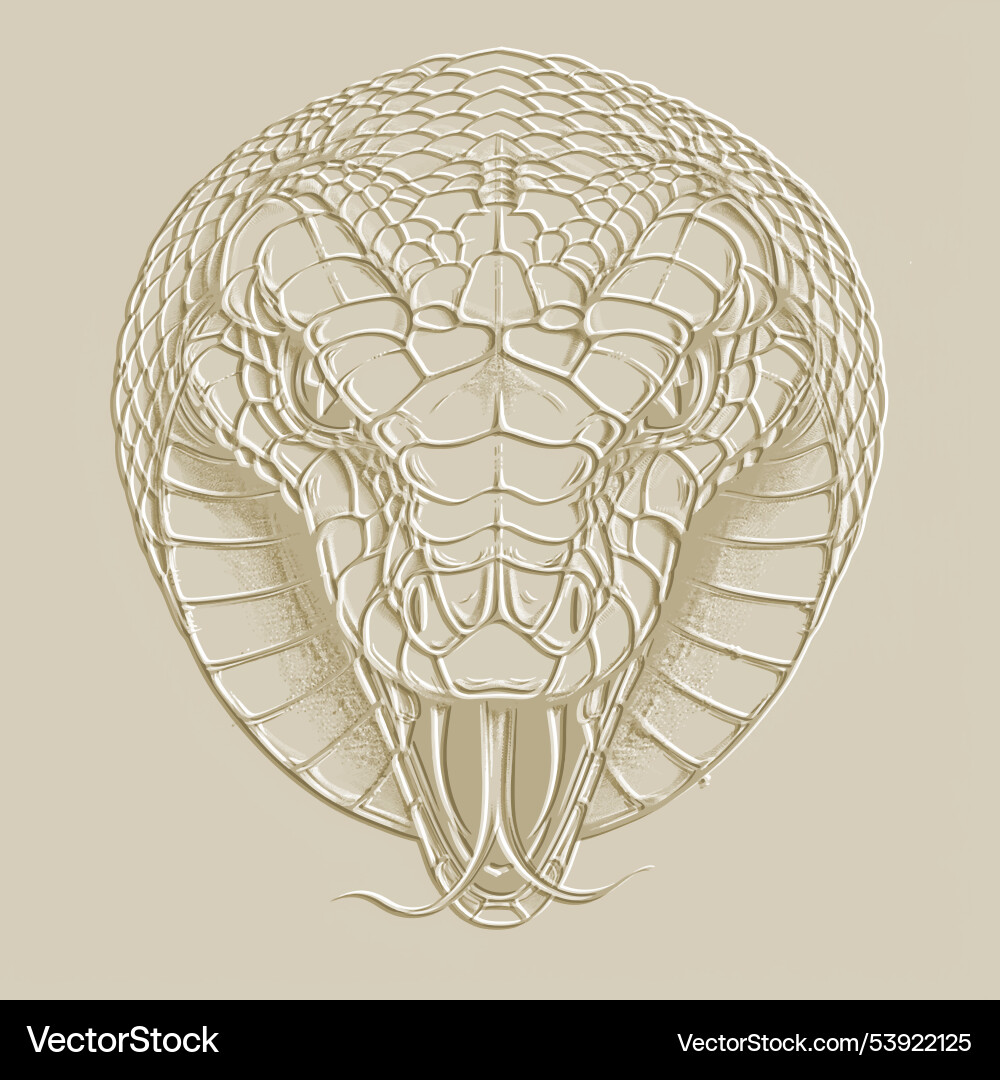 Emboss textured 3d snake head silhouette happy Vector Image