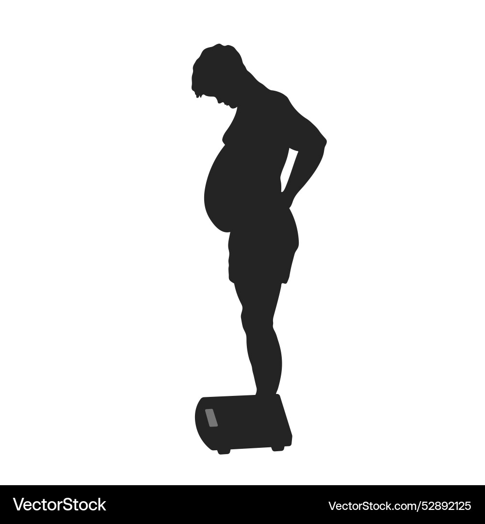 Fat man on the scale silhouette an overweight guy Vector Image