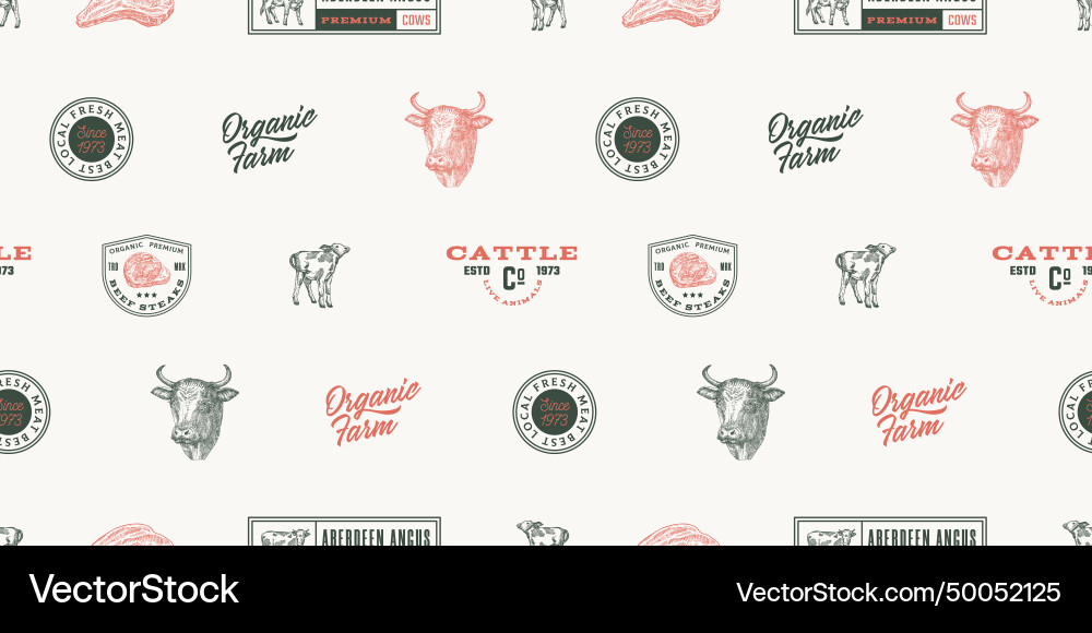 Hand drawn cows and typography Royalty Free Vector Image