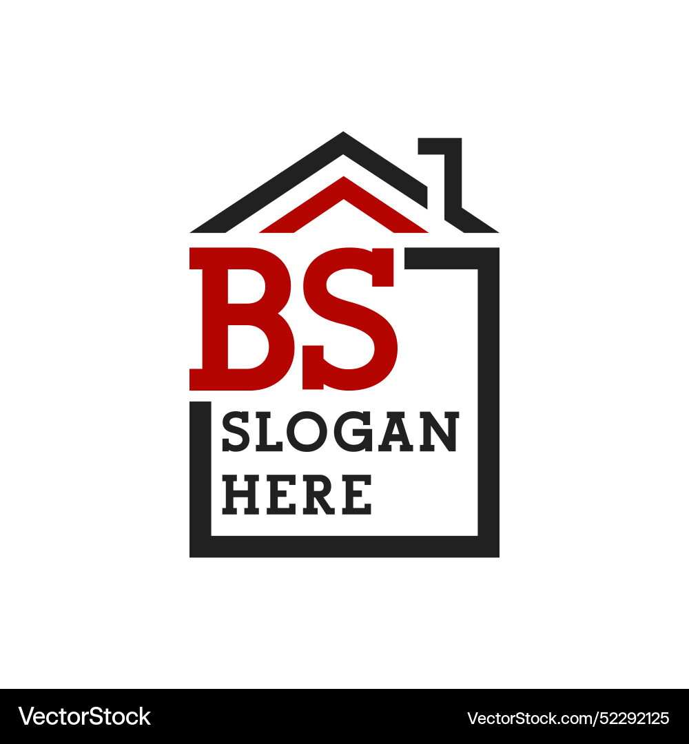 Initial bs house logo for roofing letter real Vector Image
