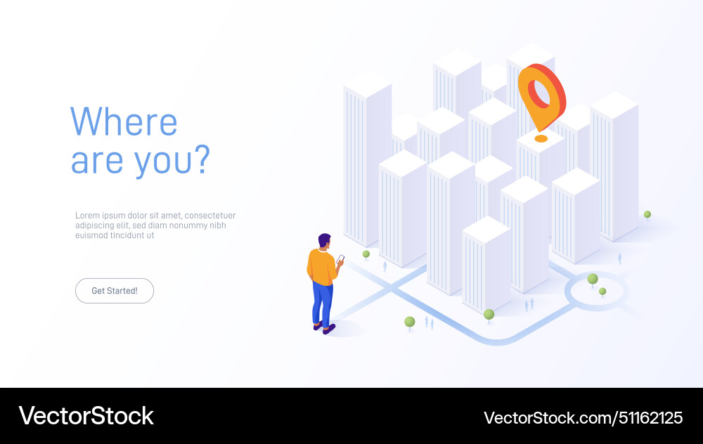 Location tracking concept isometric Royalty Free Vector