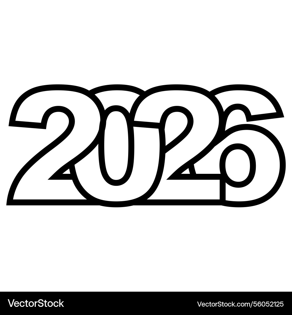 Modern outlined 2026 typography ideal for Vector Image