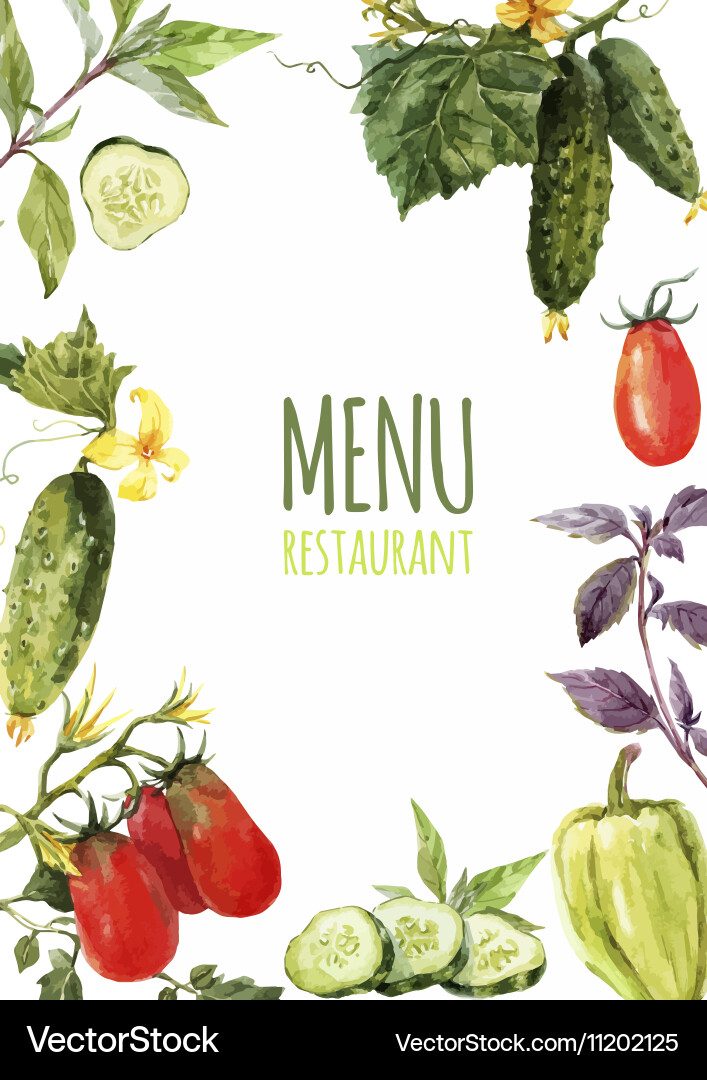 Watercolor menu template Royalty Free Vector Image