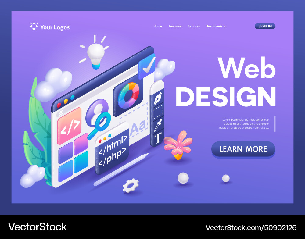 3d isometric cartoon mobile Royalty Free Vector Image