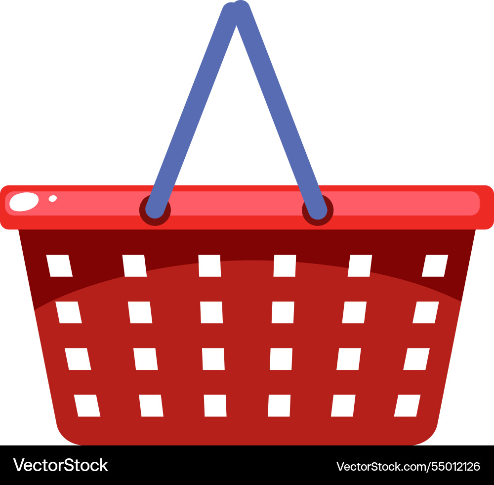 A red basket with blue handles iconic design Vector Image