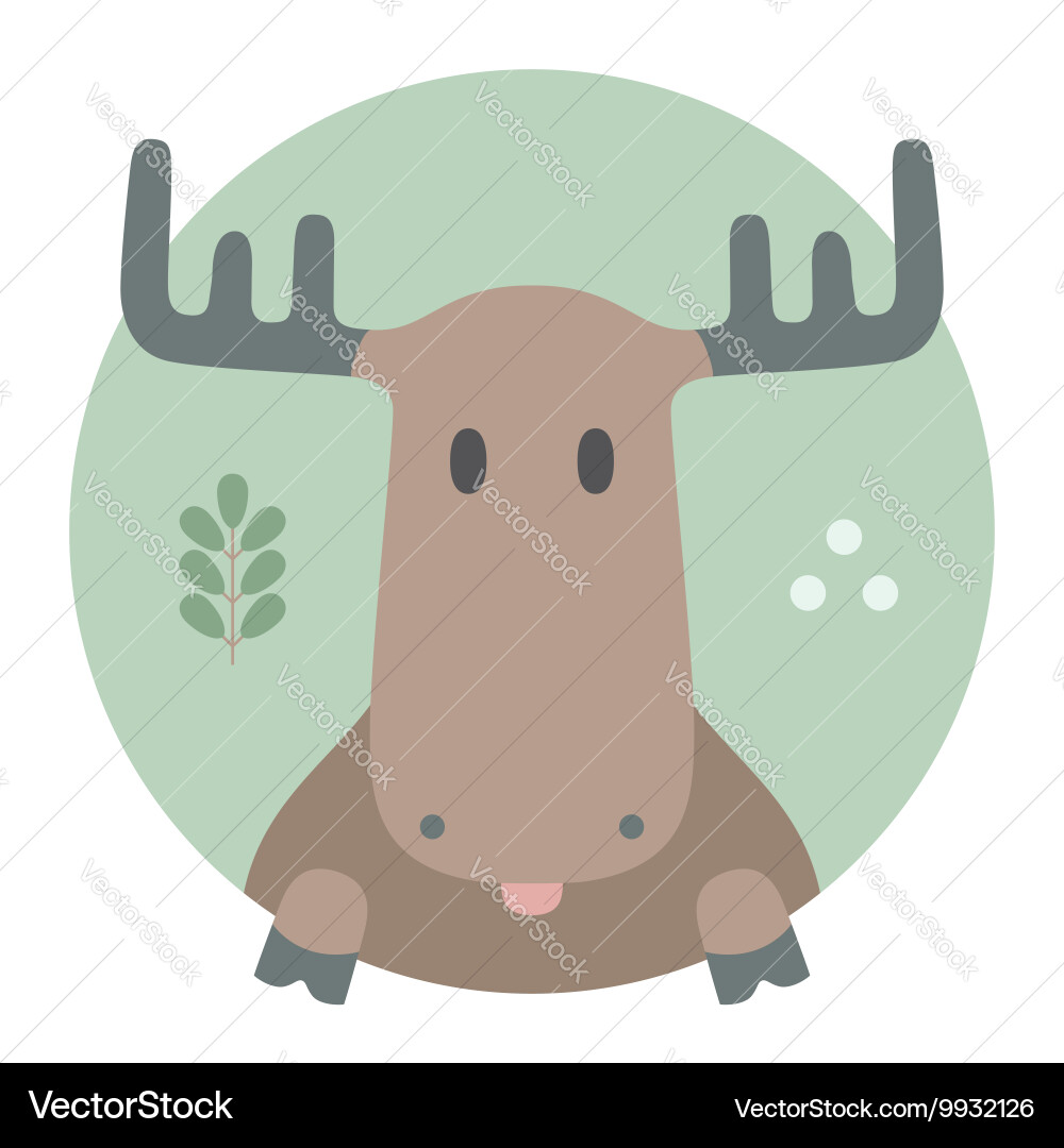 Animal set portrait in flat graphics - moose Vector Image